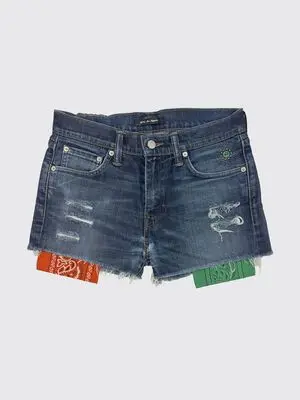 HTC LOS ANGELES High-waisted Studded Denim Shorts With Frayed Hem