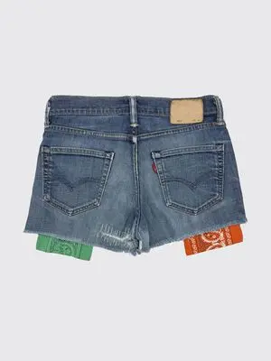 HTC LOS ANGELES High-waisted Studded Denim Shorts With Frayed Hem