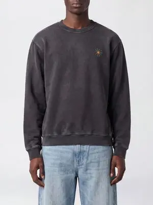HTC LOS ANGELES Relaxed Fit Studded And Embroidered Cotton Sweatshirt - Black