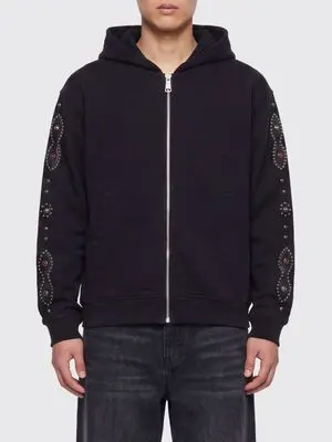 HTC LOS ANGELES Zip-up Cotton Hoodie With Stud Embellishments - Black