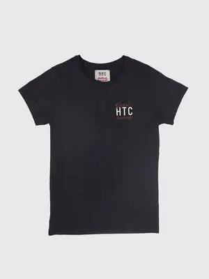 HTC LOS ANGELES Slim Fit Contrast Logo Cotton T-shirt - Black