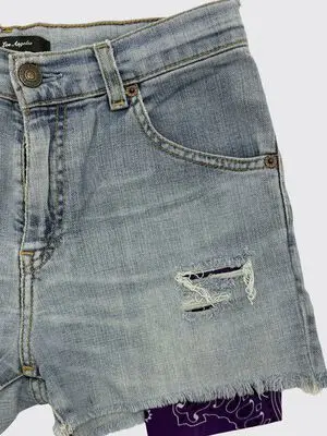 HTC LOS ANGELES Mid-rise Distressed Shorts With Bandana Detail