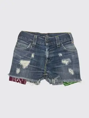 HTC LOS ANGELES High-waisted Studded Shorts With Frayed Hem