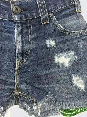 HTC LOS ANGELES High-waisted Studded Shorts With Frayed Hem