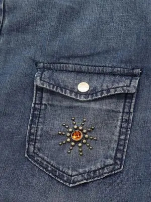 HTC LOS ANGELES Long-sleeved Denim Shirt With Studs And Patch Pockets