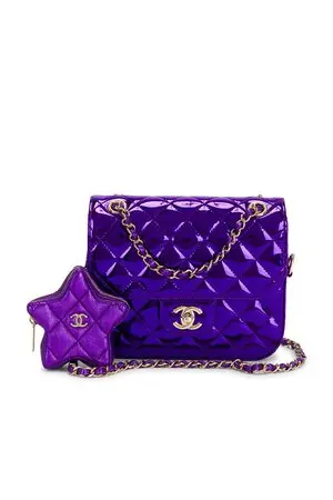 CHANEL Chanel Patent Mini Hollywood Boulevard Flap Bag In Purple