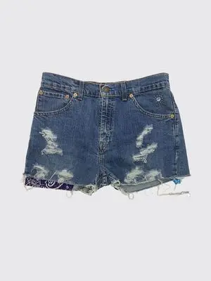 HTC LOS ANGELES High-waisted Distressed Shorts With Raw Hem