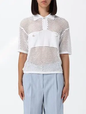 TWINSET Mesh Viscose Polo Shirt - White