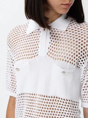 TWINSET Mesh Viscose Polo Shirt