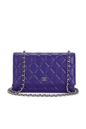 Chanel Lambskin Classic Wallet On Chain In Wine - Purple