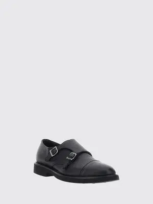 DOUCAL'S Double Buckle Monk Strap Shoes In Grained Calfskin
