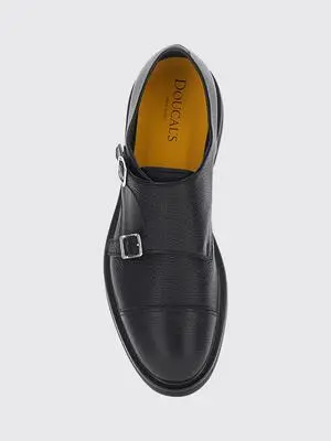 DOUCAL'S Double Buckle Monk Strap Shoes In Grained Calfskin