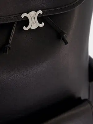 Celine Triomphe Lambskin Backpack With Drawstring And Flap Closure