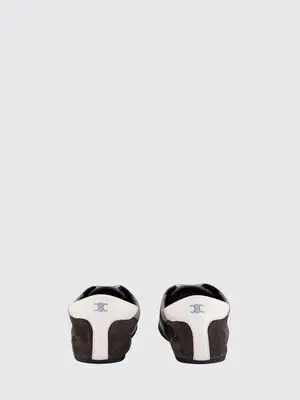 Celine Low Top Sneakers In Leather And Suede With Bicolour Design And Perforated Toe