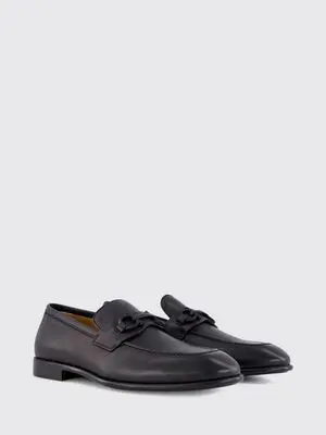 FERRAGAMO Hammered Leather Penny Loafers With Gancini Logo