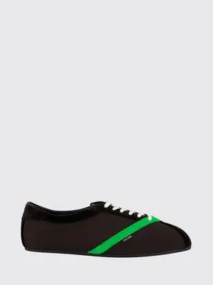 Celine Low Top Sneakers In Leather And Viscose With Contrasting Design - Black