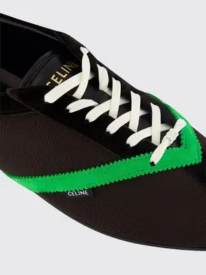 Celine Low Top Sneakers In Leather And Viscose With Contrasting Design