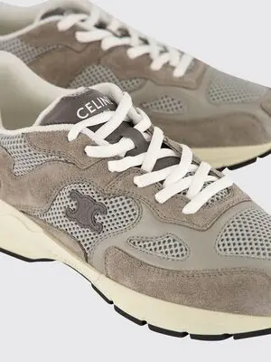 Celine Low Top Sneakers In Mesh And Suede With Monogram Pattern - Beige