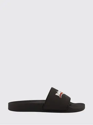 Balenciaga Contrast Logo Rubber Slide Sandals For The Beach - Black