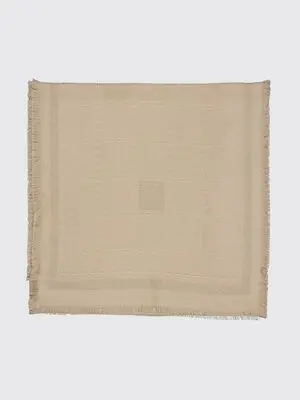FERRAGAMO Wool And Silk Blend Scarf With Fringed Hem - Beige