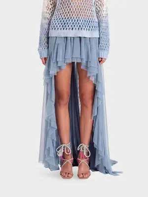 TWINSET Asymmetric Tulle Skirt - Blue