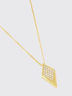 Versace Adjustable Brass Necklace With Charm And Rhinestones