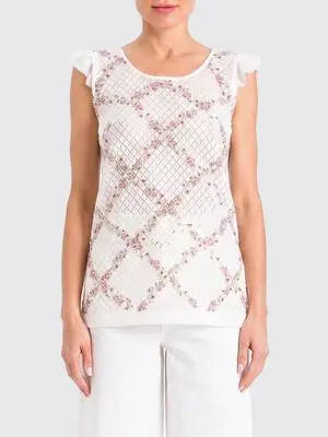 TWINSET Floral Print Slim Fit Cotton Knit Sleeveless Top - Multicolor