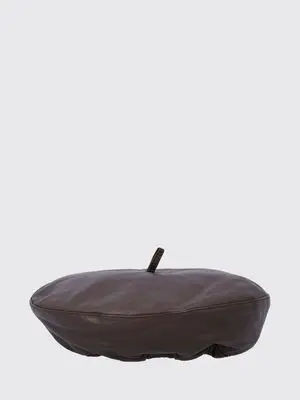 THE GARMENT Classic Leather Beret With A Straight Hem - Brown