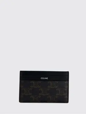 Celine Triomphe Canvas Card Holder With Calfskin Details