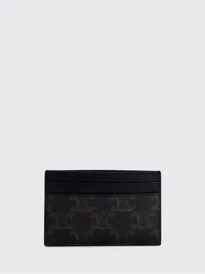 Celine Triomphe Canvas Card Holder With Calfskin Details