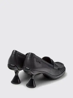 Camper Right Left Loafers In Smooth Leather With A Medium Spool Heel - Black