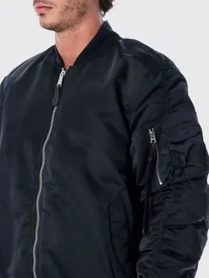 Alpha Industries Relaxed Fit Nylon Bomber Jacket With Zip Closure - Blue