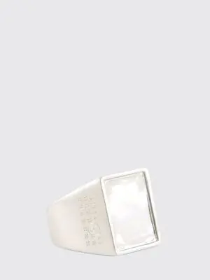 MAISON MARGIELA Rectangular Brass Ring With Engraved Numeric Logo Detail - Silver