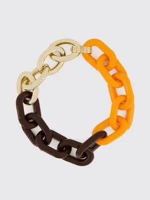 Marni Brass And Resin Bracelet With An Abstract Pattern And Hook Closure - Orange