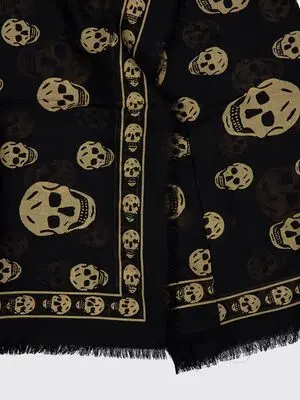 Alexander McQueen Skull Print Modal And Silk-blend Scarf With Fringed Edges - Black