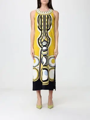La DoubleJ Totem Ethnic Print Cotton Terry Midi Tunic Dress - Gold