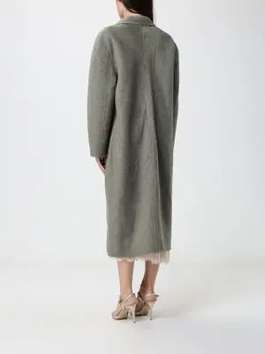 Alberta Ferretti Single-breasted Long Coat In Wool Cashmere And Silk With Lapels