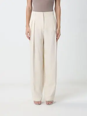 Alberta Ferretti Mid-rise Crêpe Palazzo Trousers With Pleats - Ivory