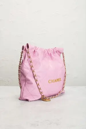 Chanel Calfskin Small 22 Hobo Bag - Pink