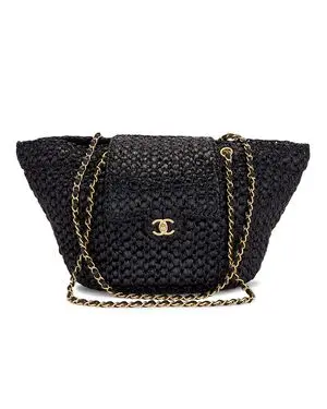 FWRD RENEW Chanel Raffia Shopping Tote Bag