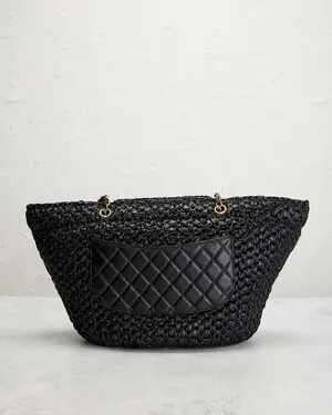 FWRD RENEW Chanel Raffia Shopping Tote Bag