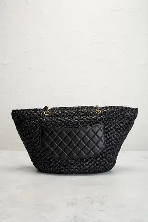 Chanel Raffia Shopping Tote Bag