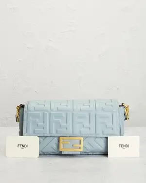 FWRD RENEW Fendi Zucca Embossed Baguette Nm Shoulder Bag - Blue