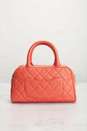 Chanel Caviar Timeless Bowling Bag In Coral