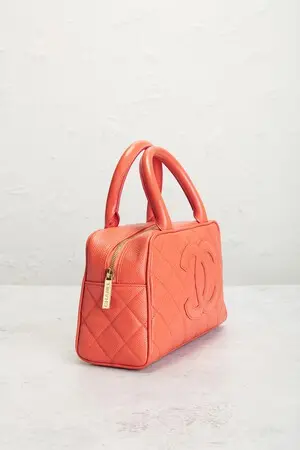 Chanel Caviar Timeless Bowling Bag In Coral