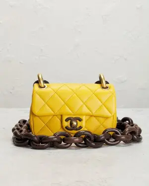 FWRD RENEW Chanel Lambskin Paris-dakar Wenge Wood Mini Square Flap Bag