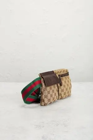 Gucci Double Pocket Belt Bag - Brown