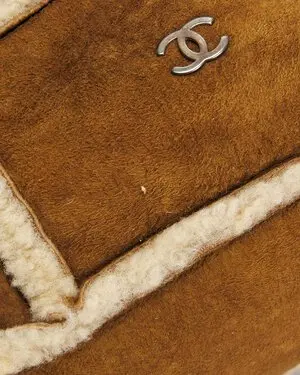 FWRD RENEW Chanel Micro Suede Sherpa Shoulder Bag - Brown