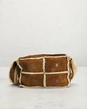 FWRD RENEW Chanel Micro Suede Sherpa Shoulder Bag