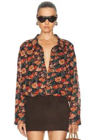 R13 Bubble Shirt In Multi - Multi Floral & Black